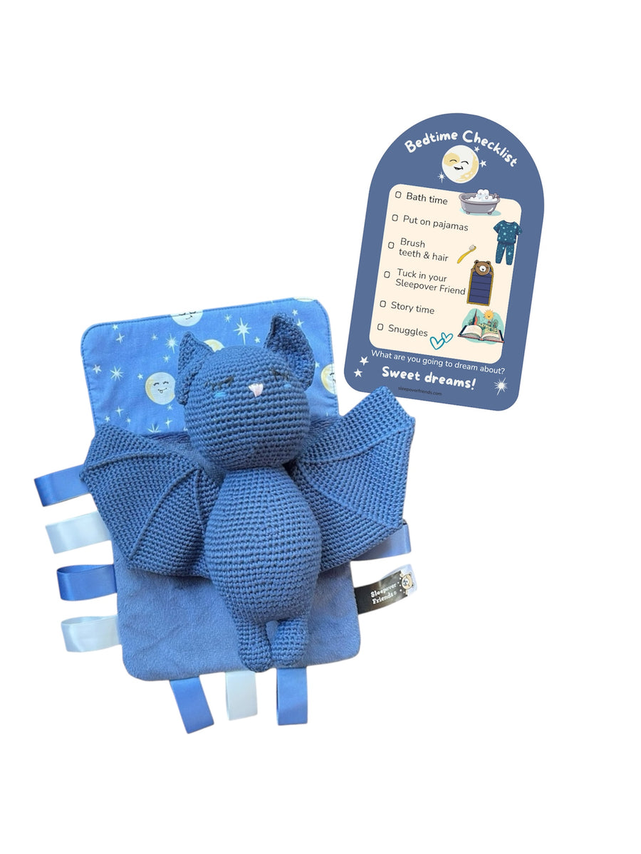 Bat in bedtime sleeping bag with bedtime checklist – Sleepover Friends